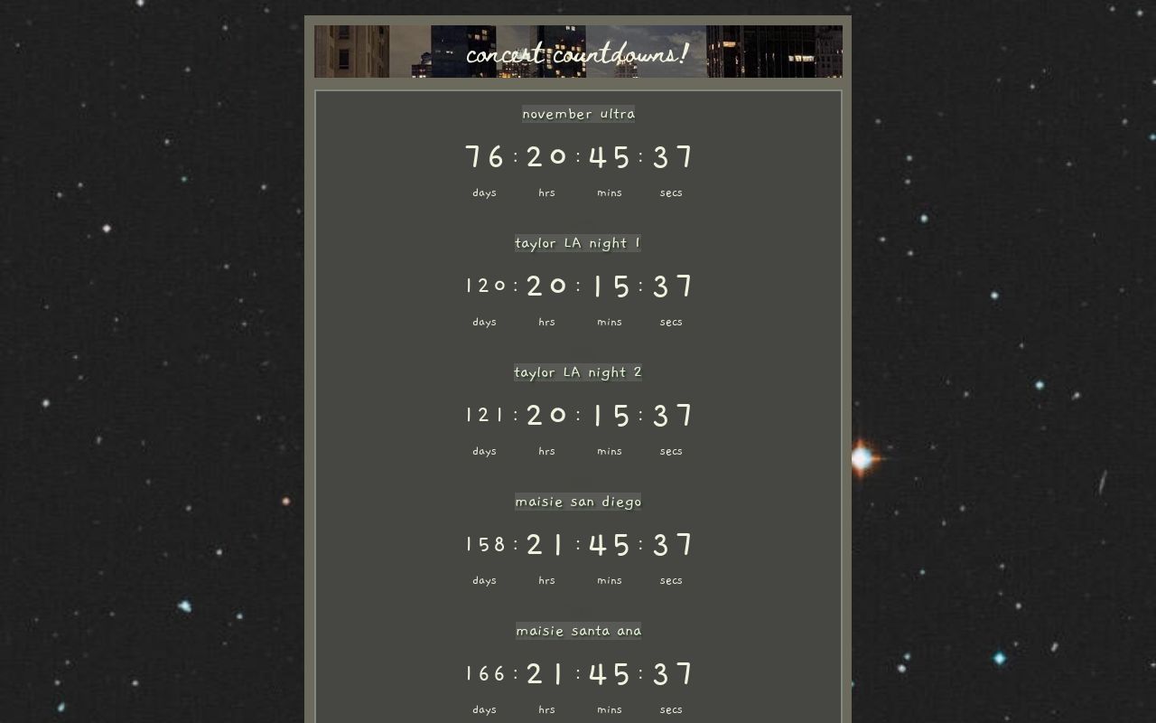 steph’s concert countdowns!